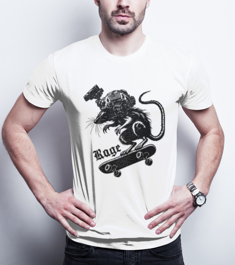 Skater Rat Tactical Helmet Night Vision Rage Skateboarding Adventure T-Shirt