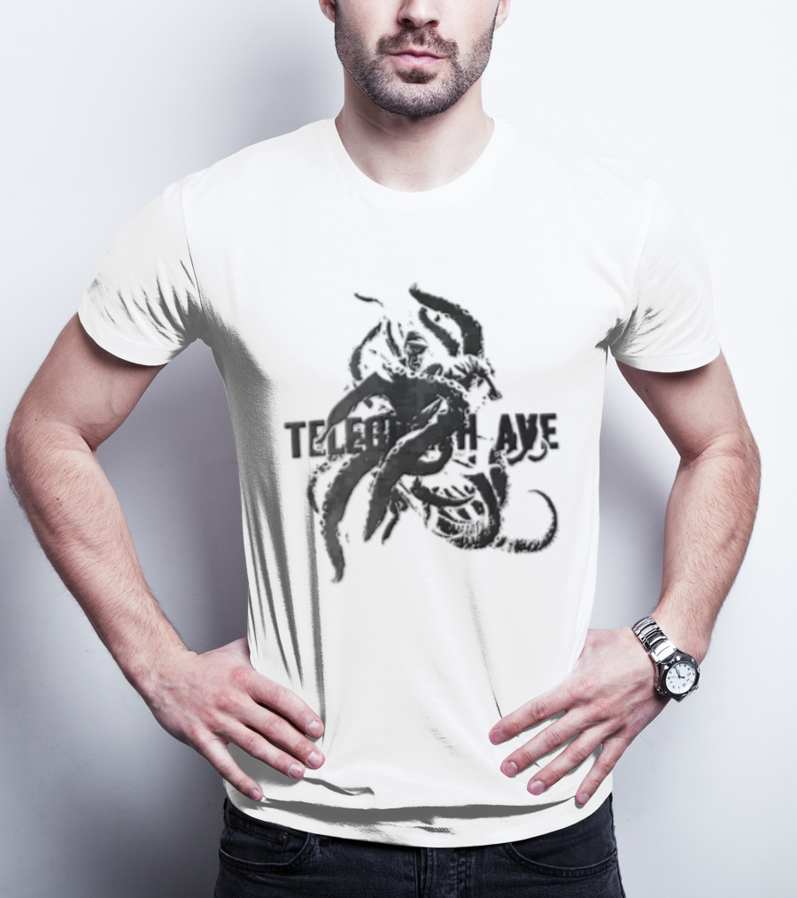 Telegraph Ave Giant Octopus Attacking Sailor Halftone T-Shirt