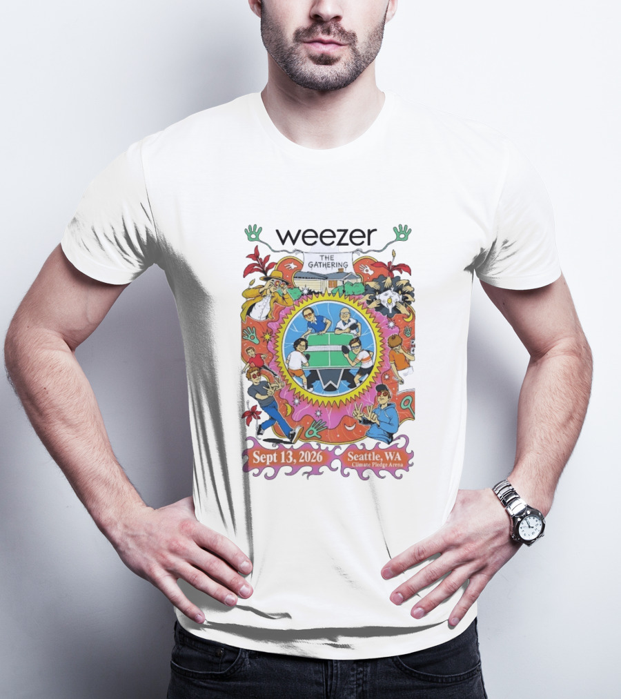 Weezer The Gathering Sept 13 2026 Seattle Climate Pledge Arena Event Collaboration T-Shirt