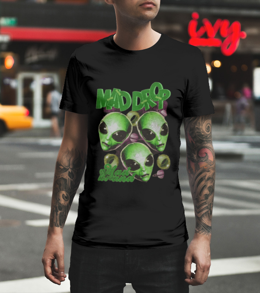 Mad Drop Aliens Space Planets Mad Brand T-Shirt
