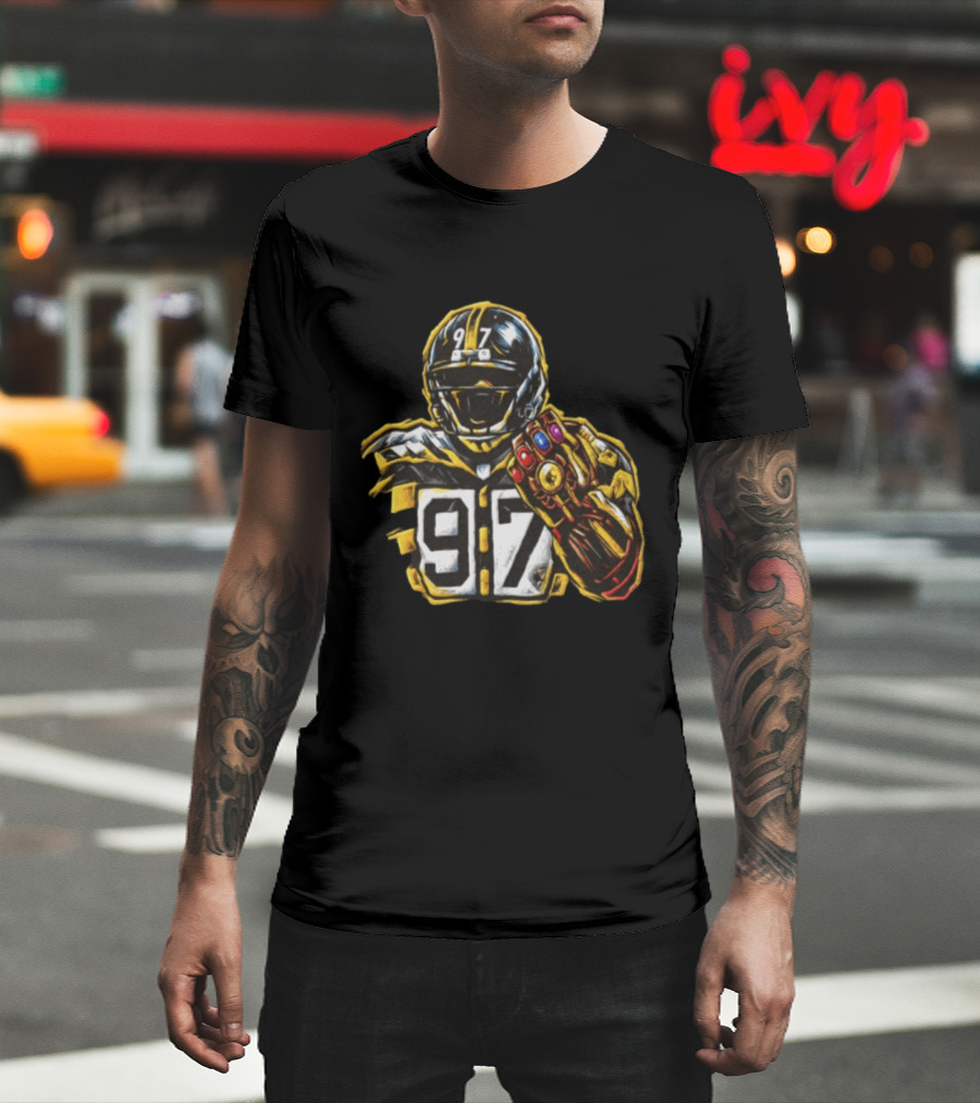 Cameron Heyward 97 Pittsburgh Steelers Infinity Gauntlet Marvel Football T-Shirt