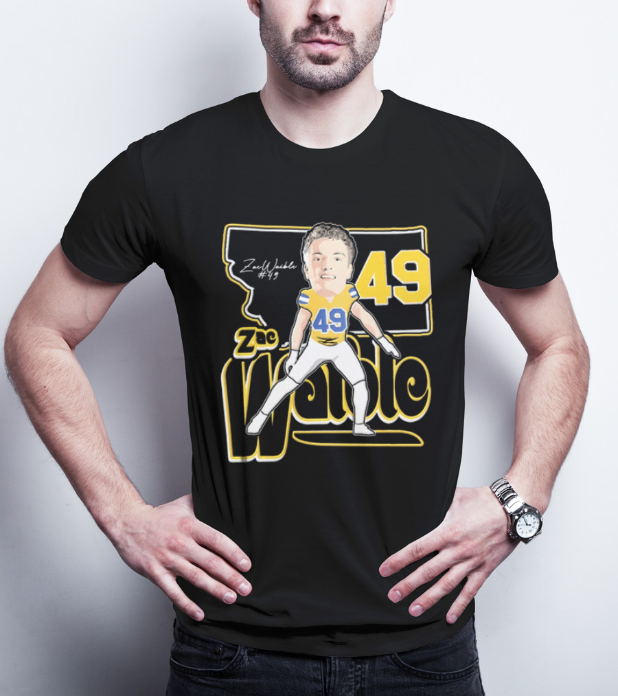Zac Waible 49 Montana State Bobcats Football Caricature T-Shirt