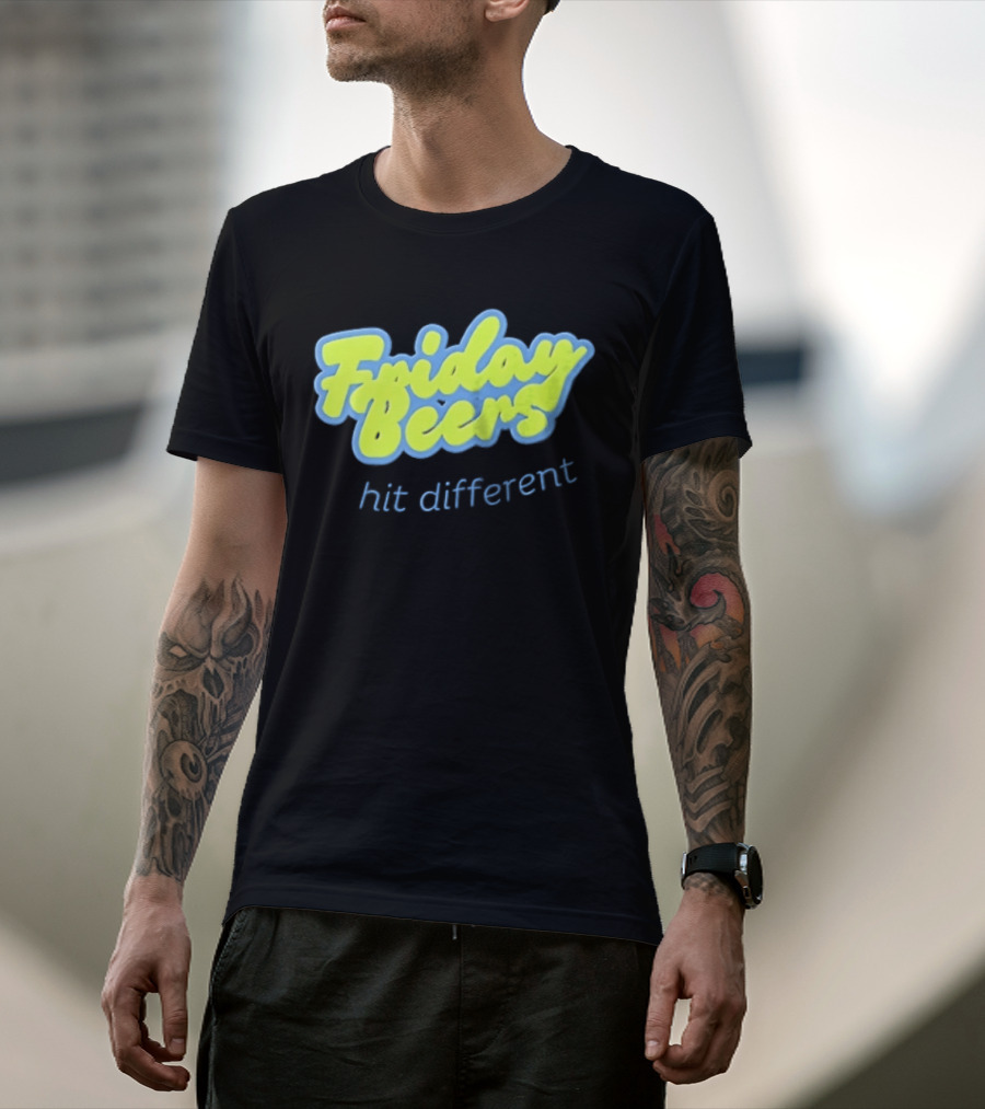 Friday Beers Hit Different Neon T-Shirt