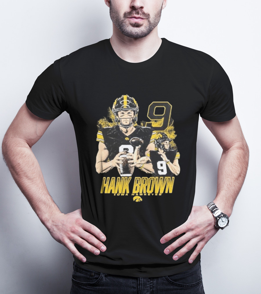Hank Brown Iowa Hawkeyes Number 9 Football Player T-Shirt