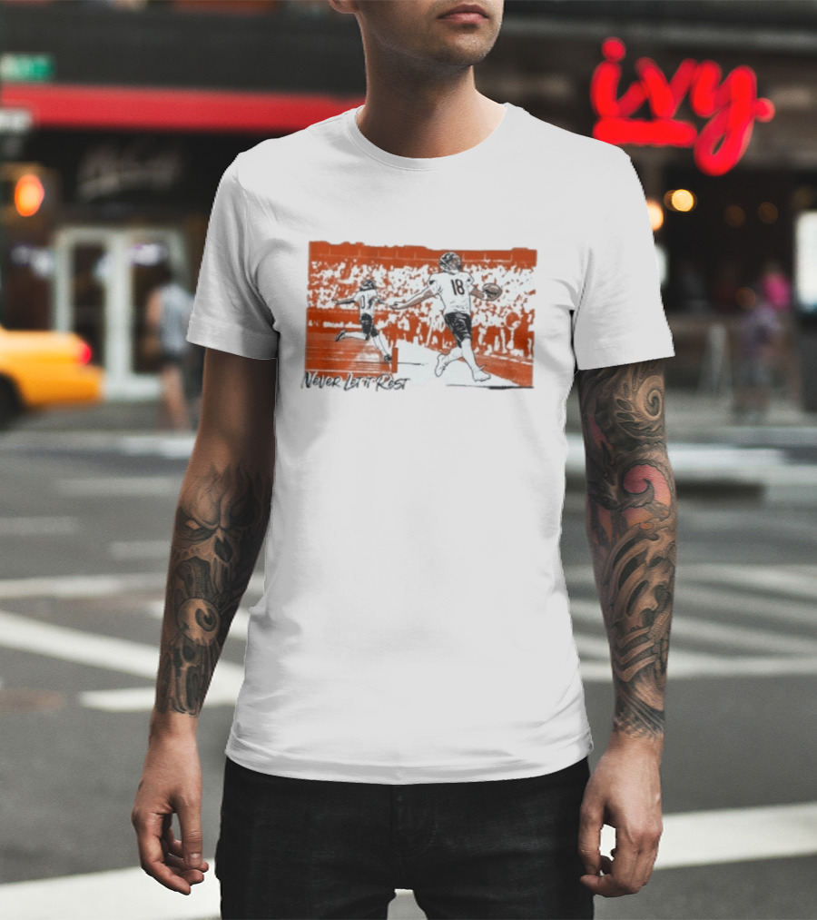 Caleb Williams Luther Burden III Never Let It Rest Chicago Bears Football T-Shirt