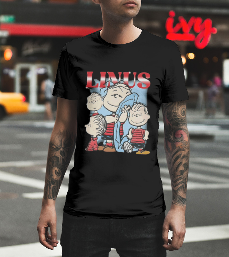 Peanuts Linus Holding Blue Blanket Bootleg Sparkle 2020 Collage T-Shirt
