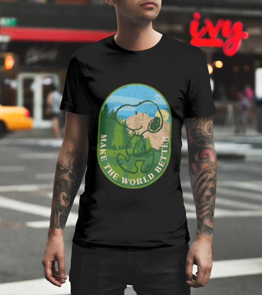 Snoopy Make The World Better Mountain Forest Retro Peanuts T-Shirt