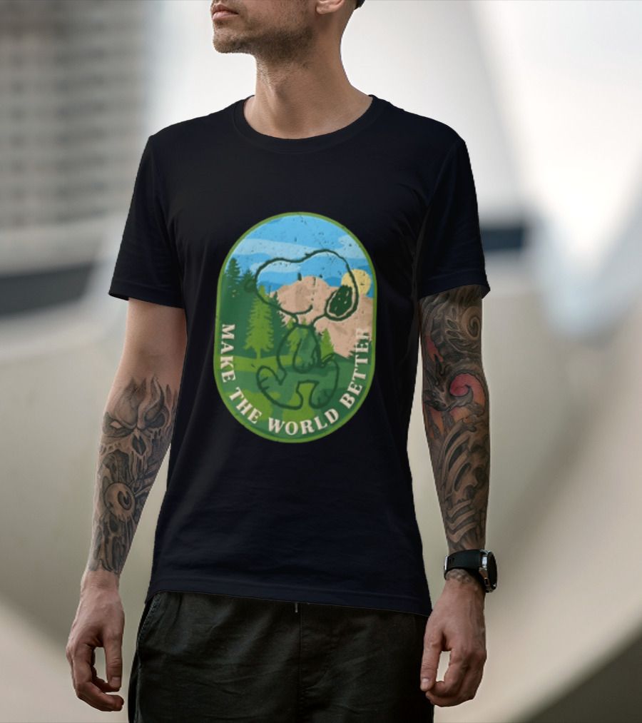 Snoopy Make The World Better Mountain Forest Retro Peanuts T-Shirt