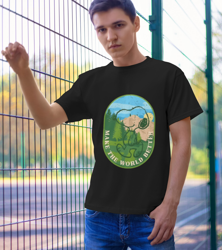 Snoopy Make The World Better Mountain Forest Retro Peanuts T-Shirt