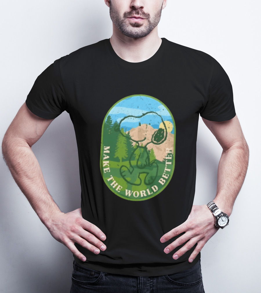Snoopy Make The World Better Mountain Forest Retro Peanuts T-Shirt