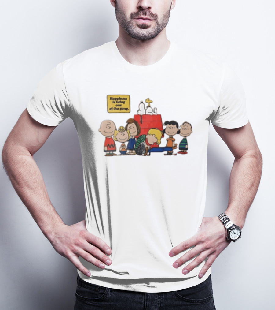 Peanuts Happiness Is Being One Of The Gang Snoopy Doghouse Schroeder Toy Piano Charles Schulz Cartoon T-Shirt