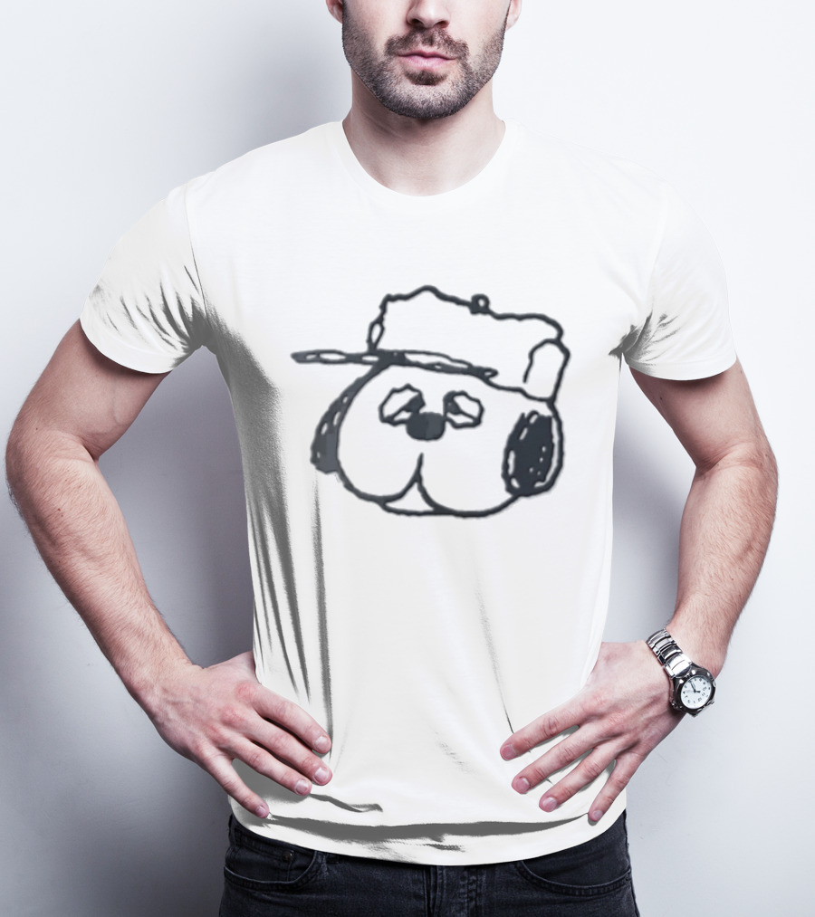 Peanuts Olaf Cartoon Droopy Dog Head Cap T-Shirt