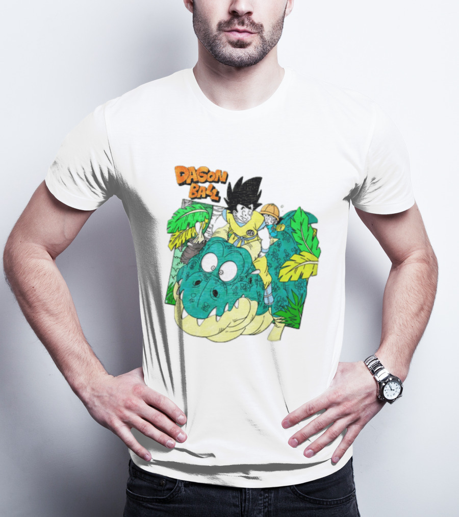 Goku Gohan Riding Dinosaur Dragon Ball Adventure Scene T-Shirt
