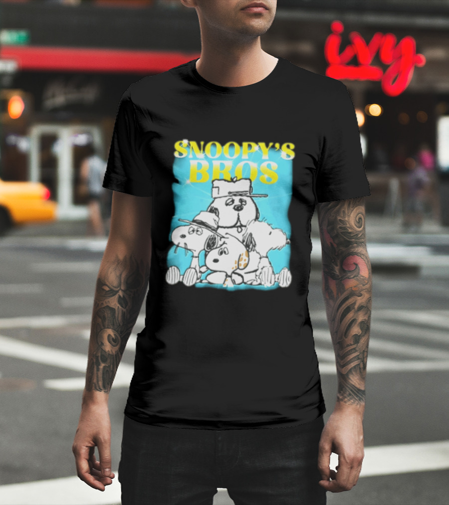 Snoopys Bros Cartoon Dogs Sparkles Blue Bootleg T-Shirt