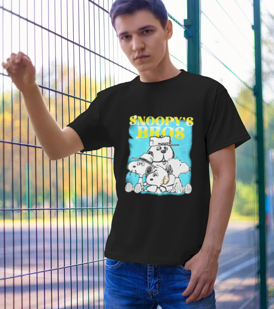 Snoopys Bros Cartoon Dogs Sparkles Blue Bootleg T-Shirt