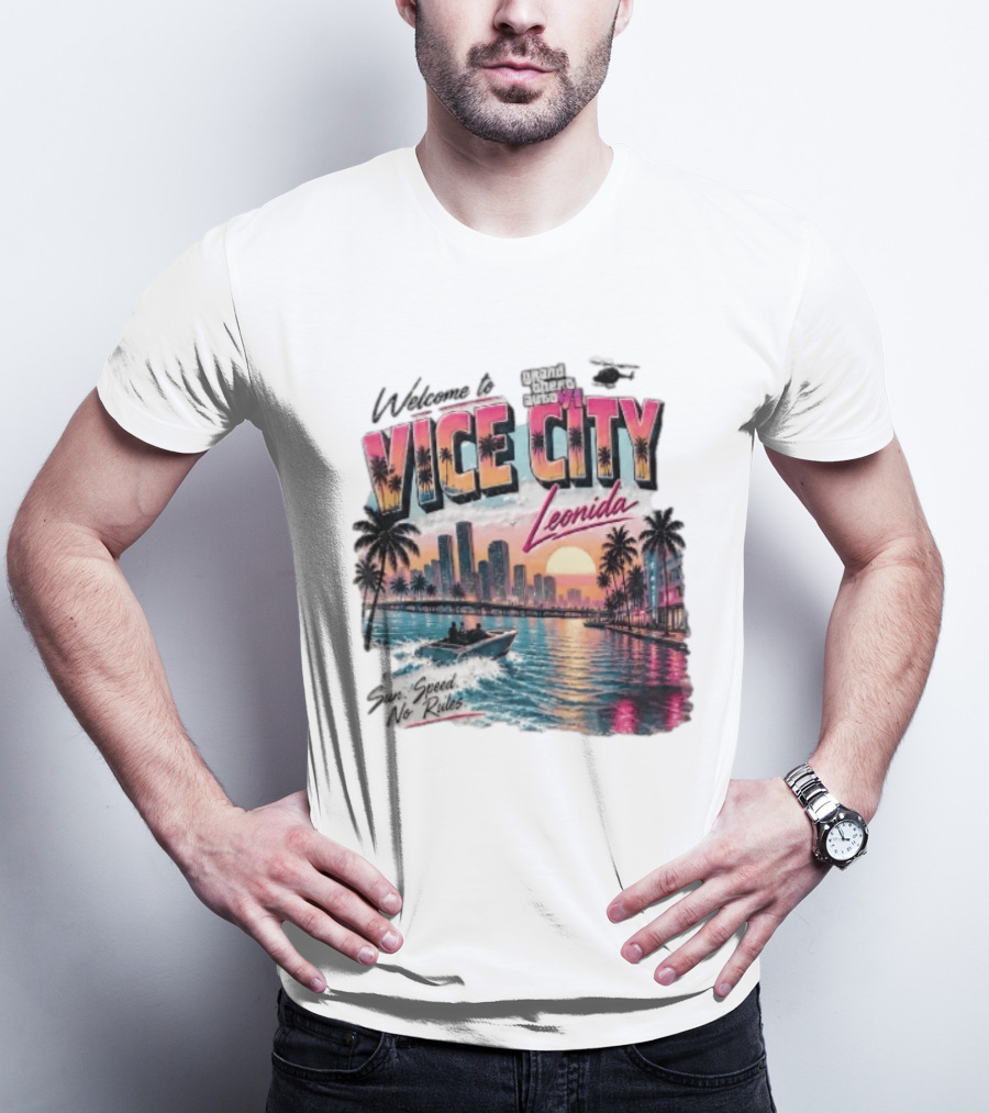 Welcome To Vice City GTA VI Sun Speed No Rules Leonida T-Shirt