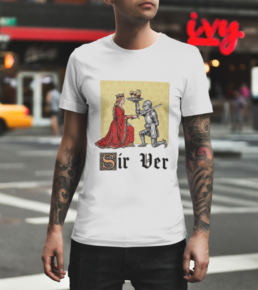 Sir Ver Knight Serving Wine To Queen Medieval Fantasy T-Shirt