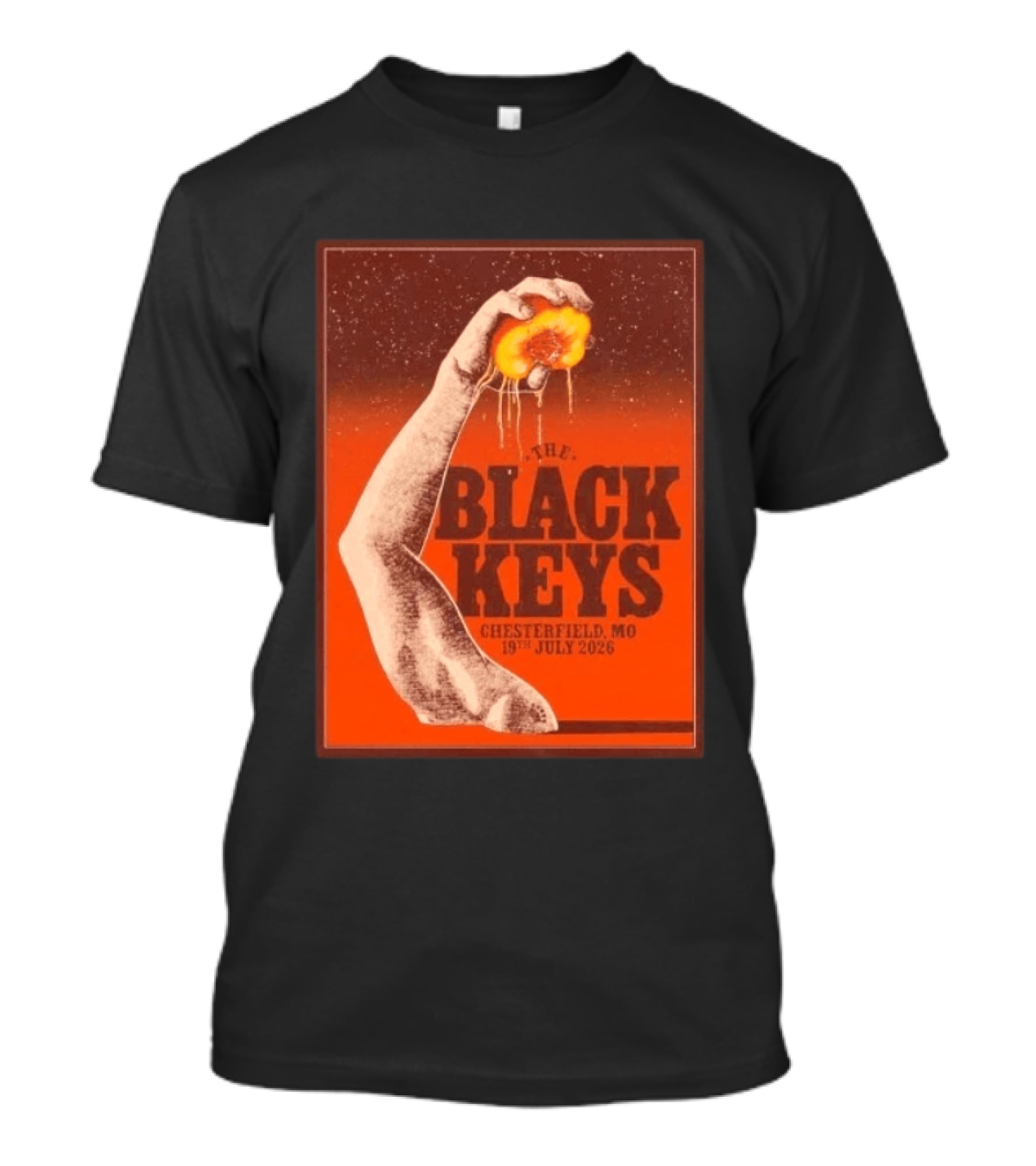 The Black Keys Chesterfield MO July 19 2026 Concert Vintage Hand Holding Peach T-Shirt