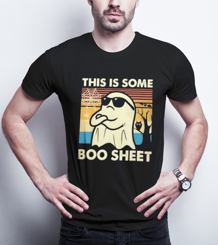 This Is Some Boo Sheet Sunset Ghost Sunglasses Tree T-Shirt