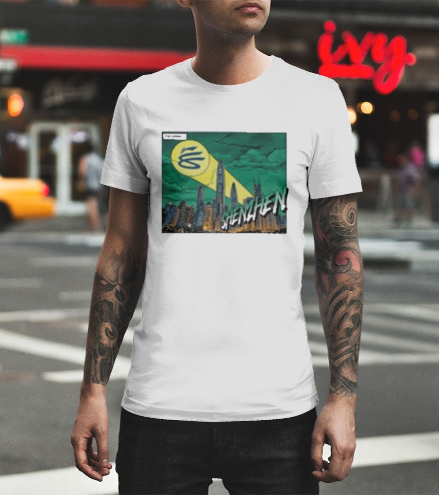 Stephen Curry Li Ning X Curry China Tour Shenzhen City Skyline Spotlight T-Shirt