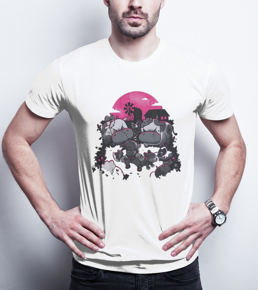 Zombie Farm Undead Creepy Cows Horror Scene T-Shirt