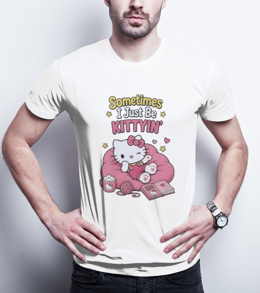 Hello Kitty Sometimes I Just Be Kittyin' Relaxing With Stars And Cozy T-Shirt