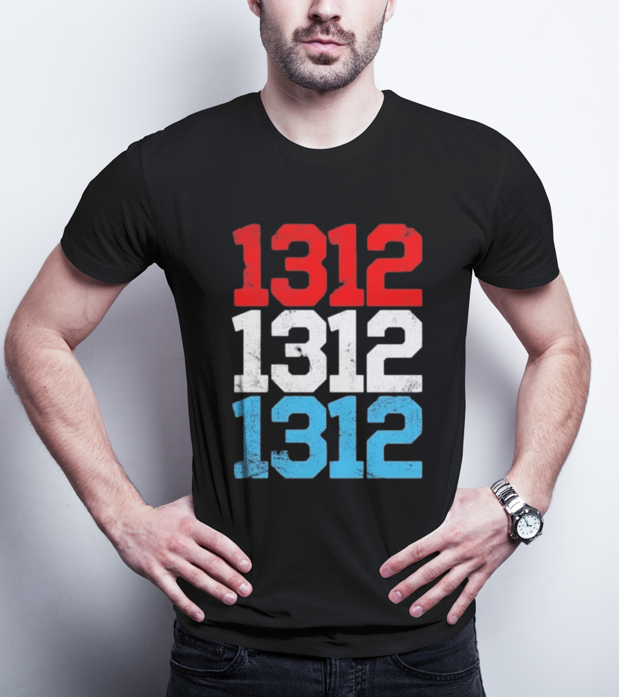 1312 ACAB Distressed Protest Red White Blue Stacked T-Shirt