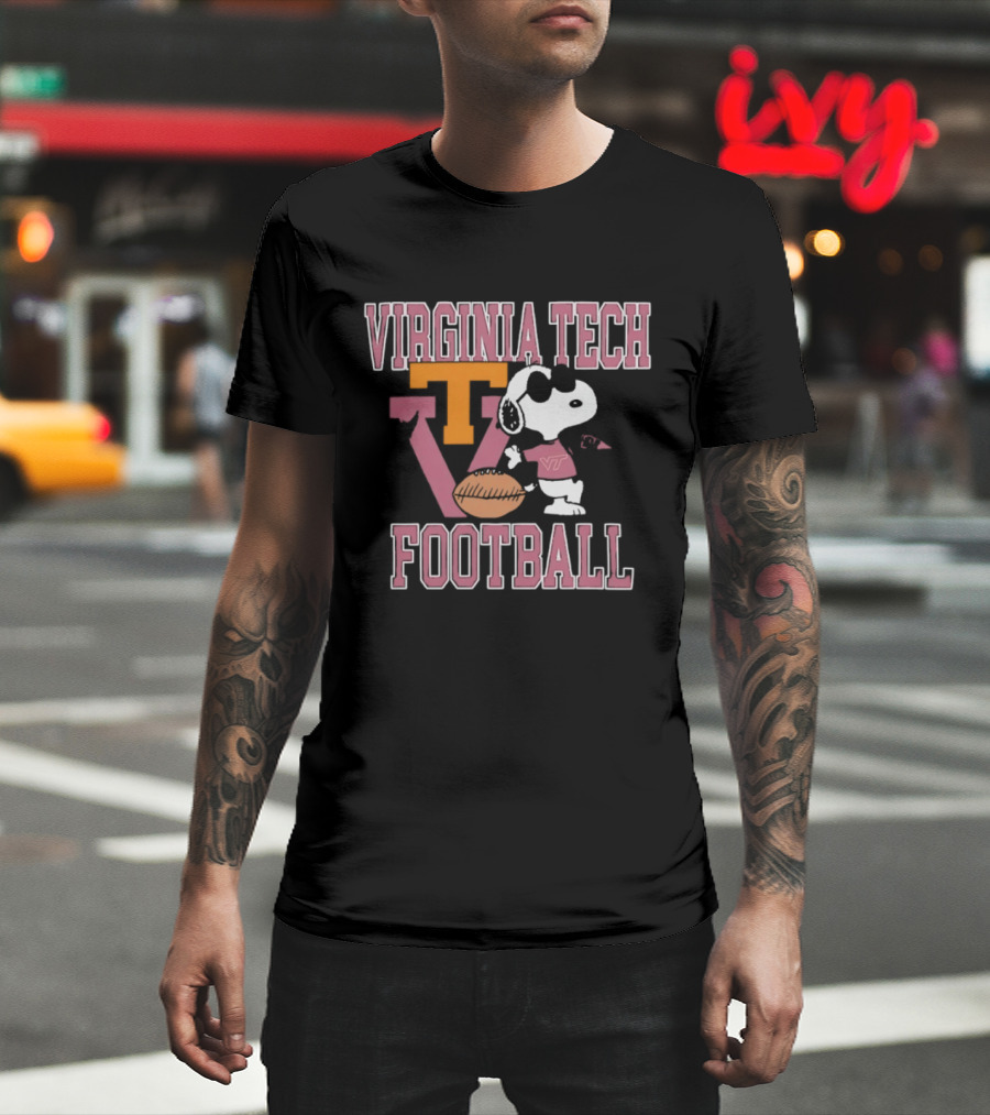 Virginia Tech Football Snoopy Let's Go Hokies T-Shirt