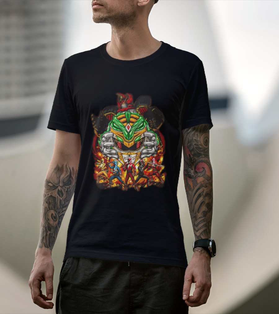 Mighty Morphin Power Rangers Green Ranger Red Ranger Megazord Characters T-Shirt