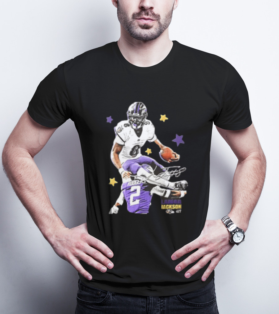 Lamar Jackson Baltimore Ravens Stars Rodgers 2 NFL T-Shirt