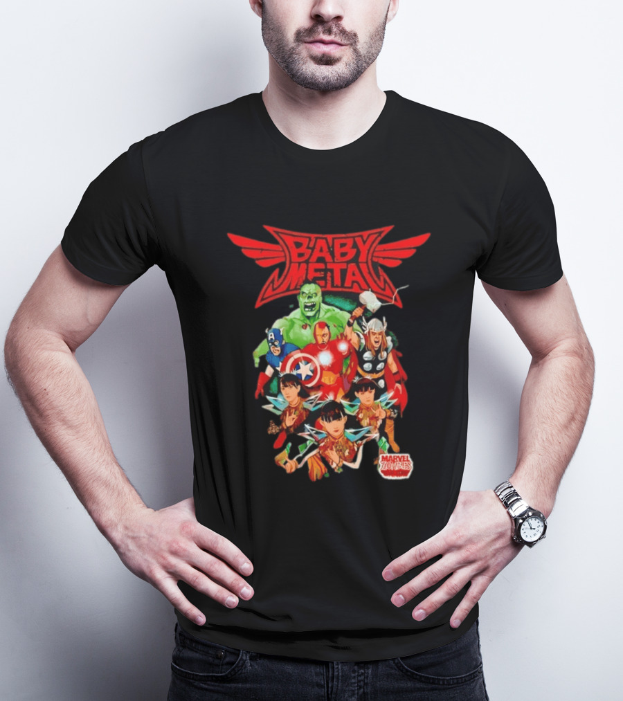 Babymetal X Marvel Zombies Avengers Collaboration May 2012 Heavy Metal T-Shirt