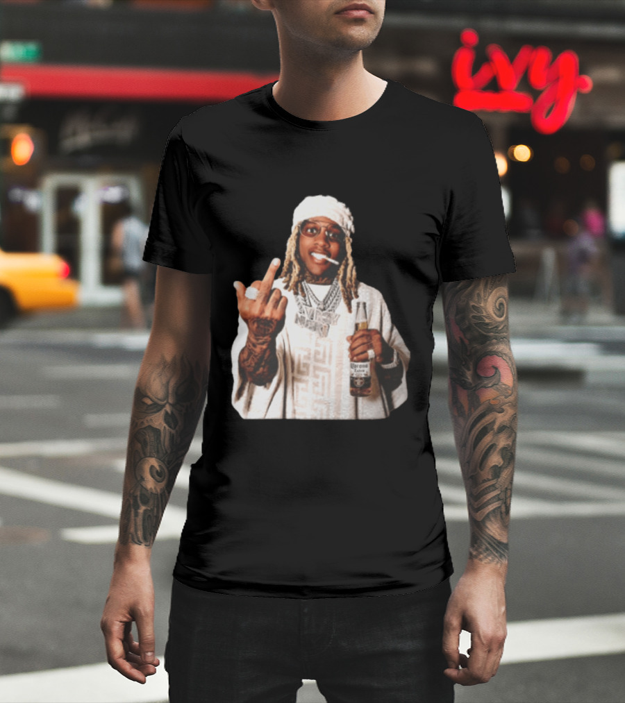 Lil Durk Only The Family Vroy Nick Corona Extra Beer Smoking Middle Finger T-Shirt