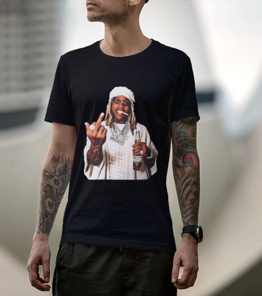 Lil Durk Only The Family Vroy Nick Corona Extra Beer Smoking Middle Finger T-Shirt