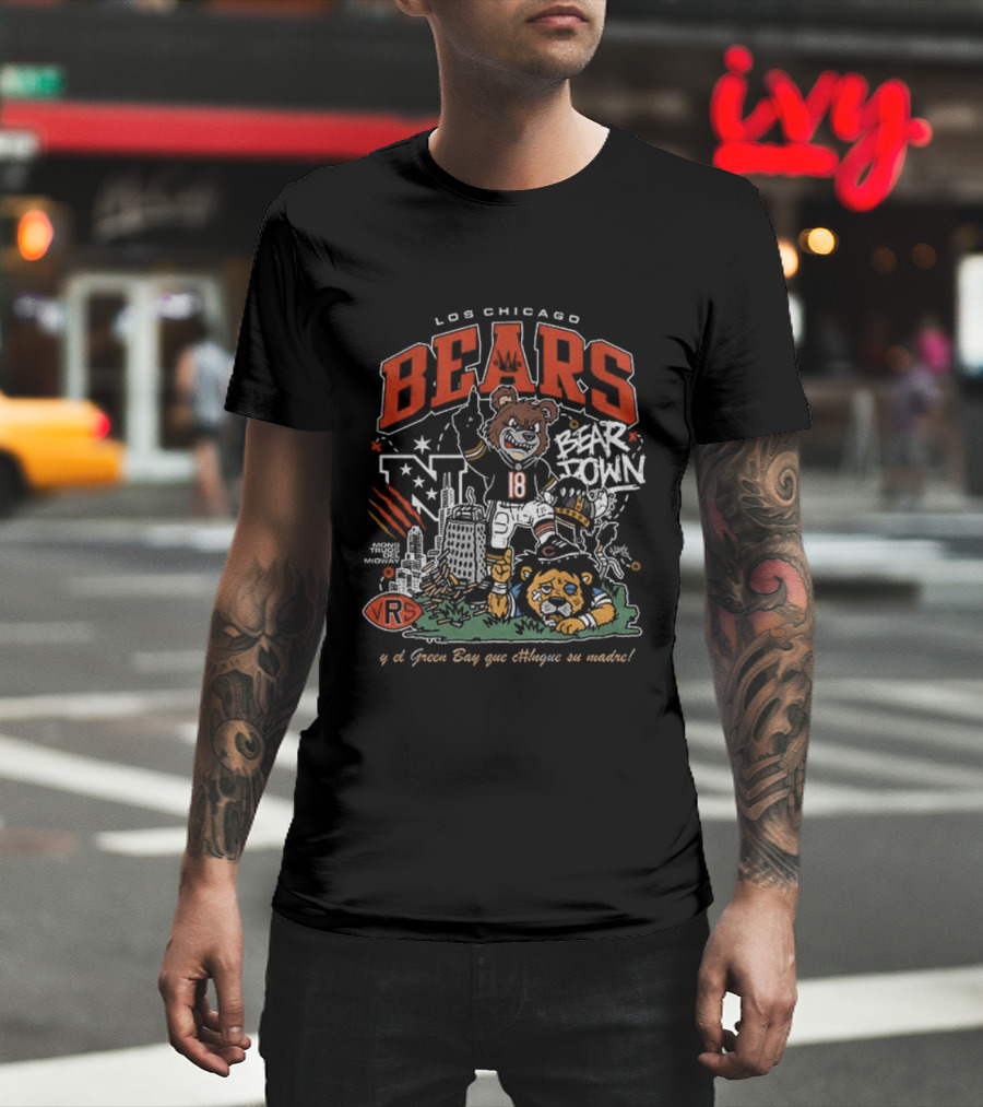 Los Chicago Bears Bear Down Beat Vikings Lions Green Bay Que Chinguen Su Madre T-Shirt