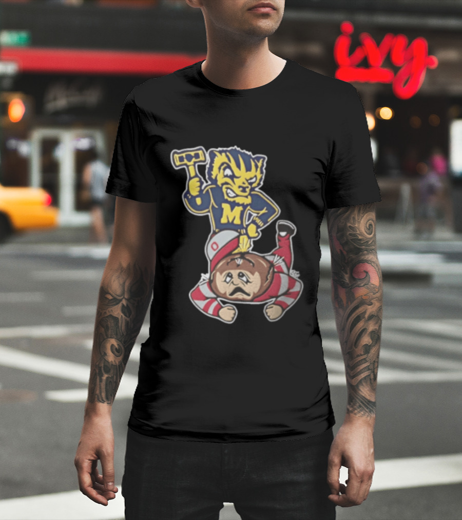 Michigan Wolverines Vs Ohio State Buckeyes Football Rivalry Mascot Showdown T-Shirt