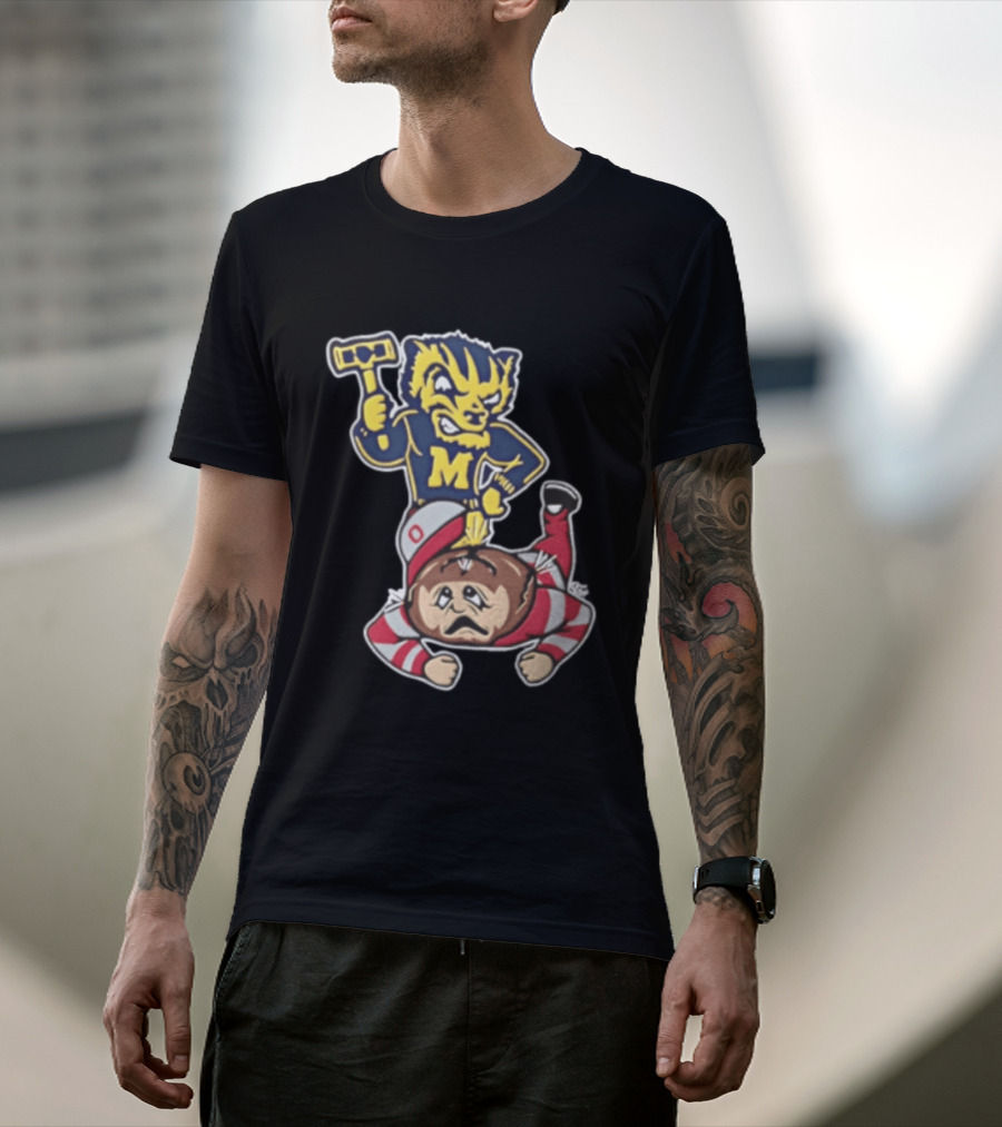 Michigan Wolverines Vs Ohio State Buckeyes Football Rivalry Mascot Showdown T-Shirt