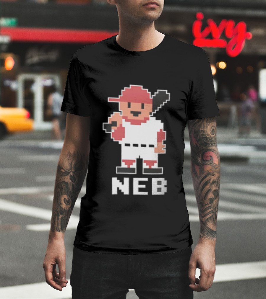 Nebraska Cornhuskers 8 Bit Baseball Player NEB T-Shirt