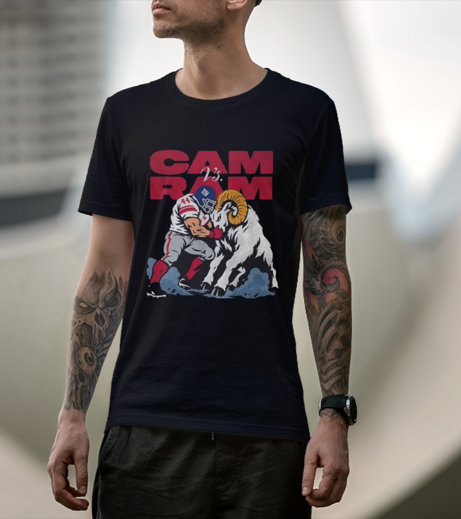 New York Giants Vs Rams Cam Ram Football Clash T-Shirt