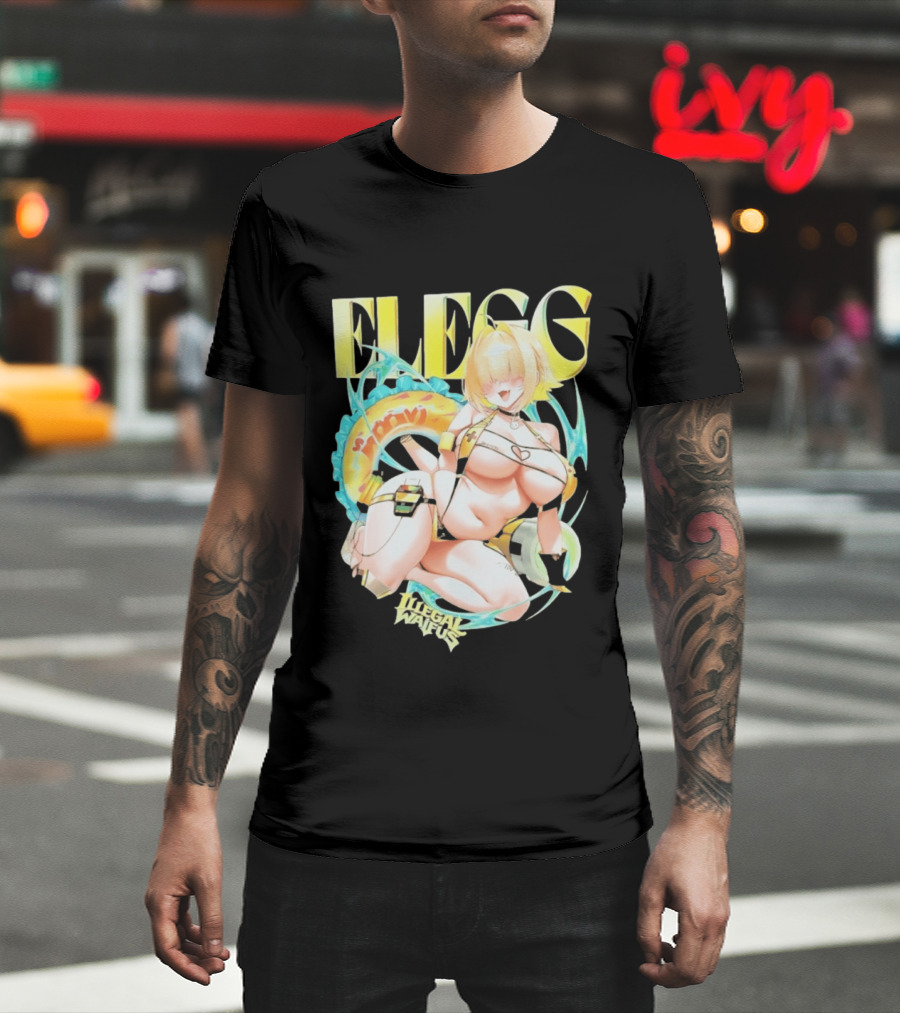 Elegg Illegal Waifus Electric Anime Character Beach Vibes T-Shirt