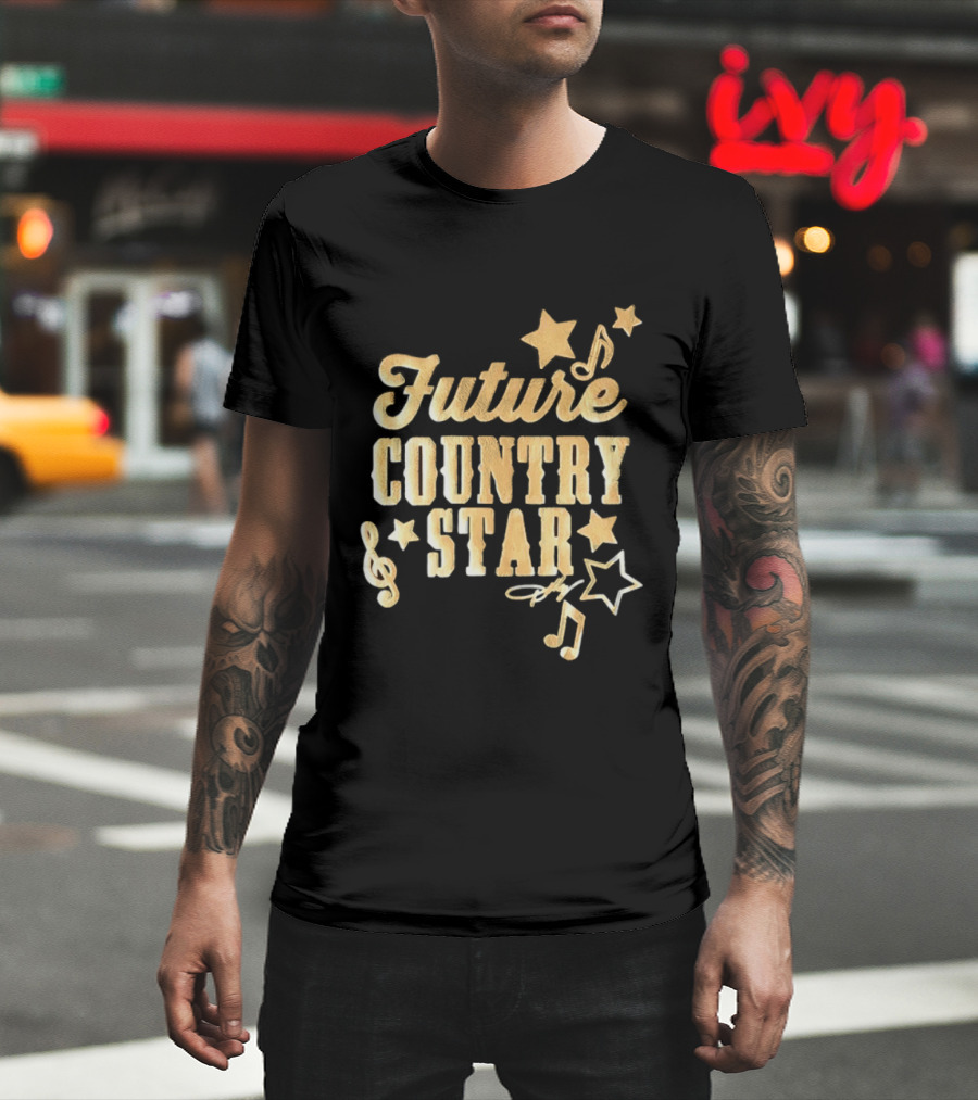 Future Country Star Musician Singer Golden Notes And Stars T-Shirt