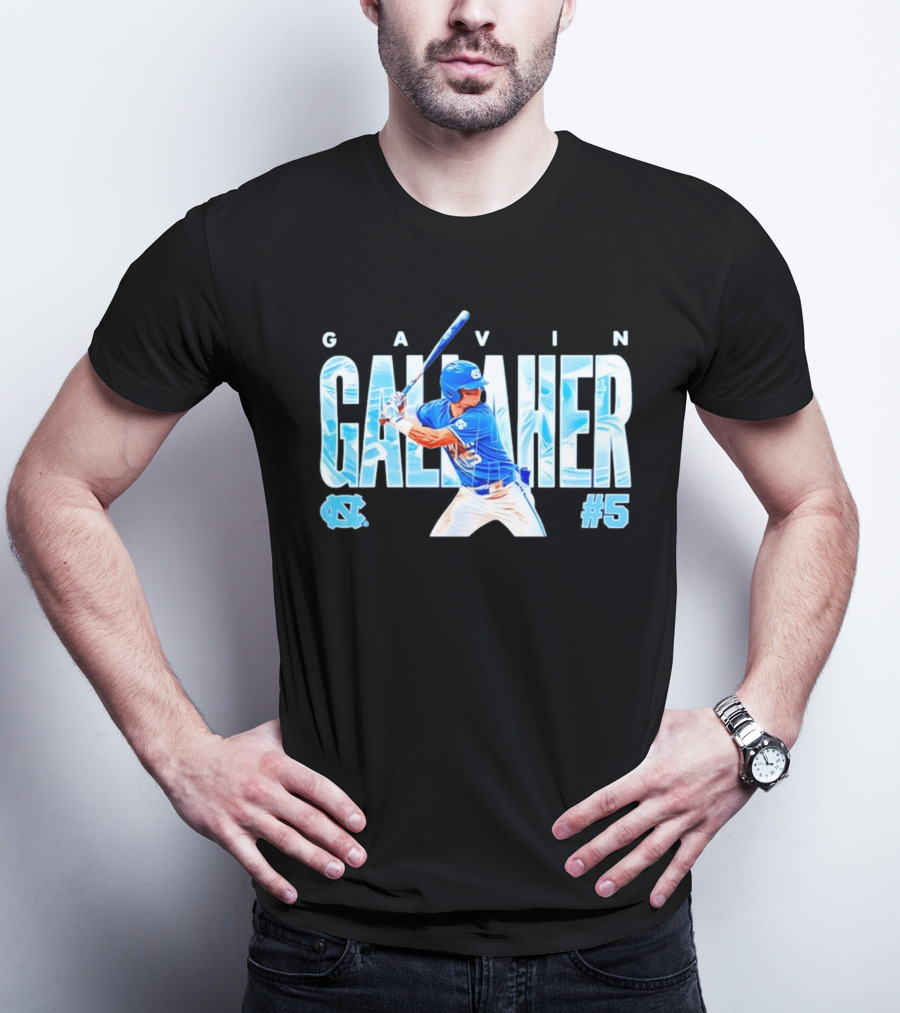Gavin Gallaher #5 University Of North Carolina Tar Heels NCAA Baseball Player T-Shirt
