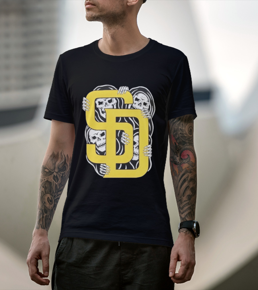 San Diego Padres SD Yellow Grim Reaper Skeletons T-Shirt