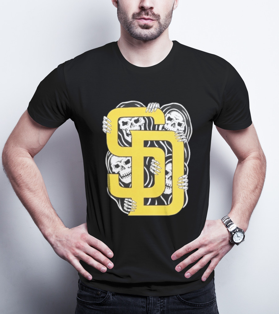 San Diego Padres SD Yellow Grim Reaper Skeletons T-Shirt