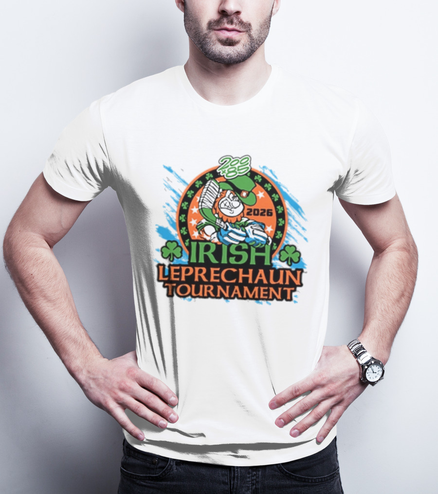 Irish Leprechaun Tournament 2026 Clover Emblem And Green Hat Celebration T-Shirt