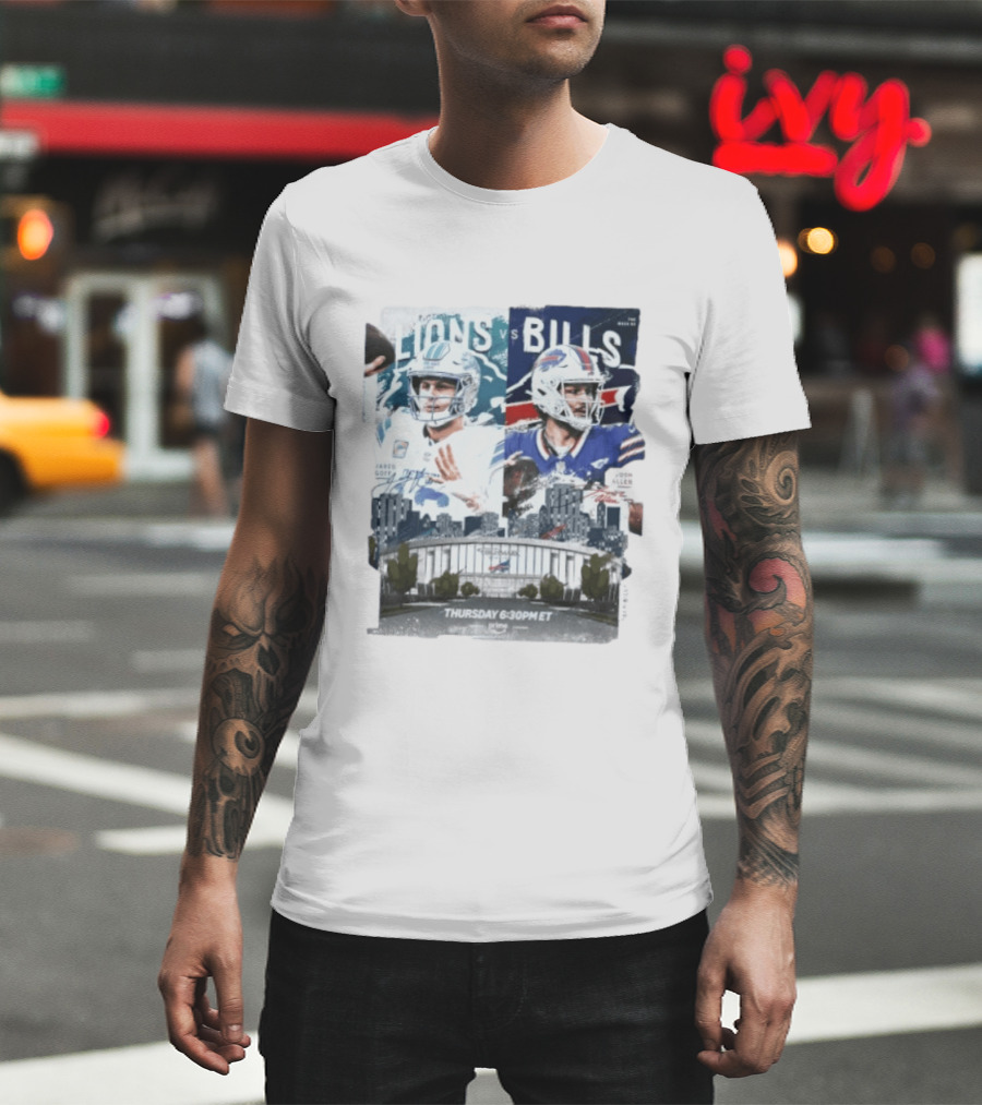 Jared Goff Detroit Lions Vs Josh Allen Buffalo Bills Thursday Night Football Week 02 6:30 PM ET T-Shirt
