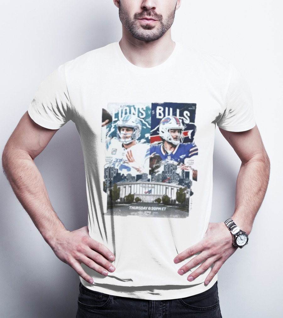Jared Goff Detroit Lions Vs Josh Allen Buffalo Bills Thursday Night Football Week 02 6:30 PM ET T-Shirt