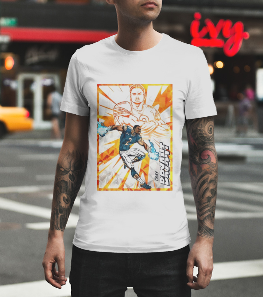 Coby Bryant Seattle Seahawks Football Card Dynamic Illustration With Chicago Bears T-Shirt