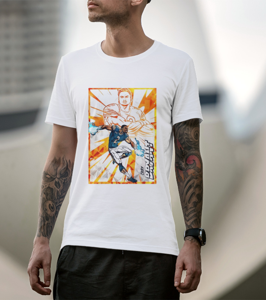 Coby Bryant Seattle Seahawks Football Card Dynamic Illustration With Chicago Bears T-Shirt