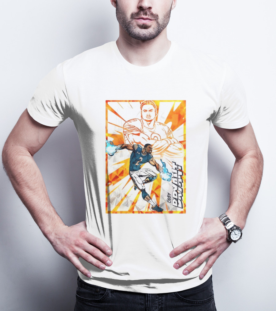 Coby Bryant Seattle Seahawks Football Card Dynamic Illustration With Chicago Bears T-Shirt