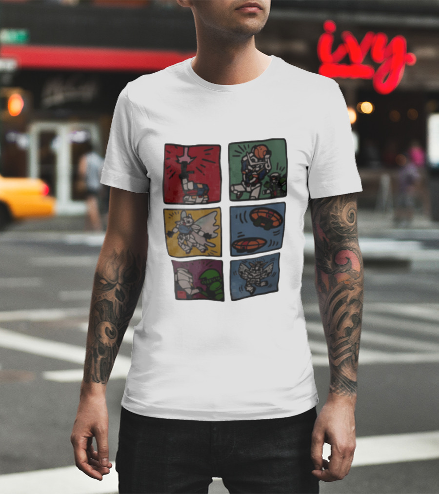 Keith Haring Japanese Mecha Robot Comic Panels Pop Cartoon T-Shirt